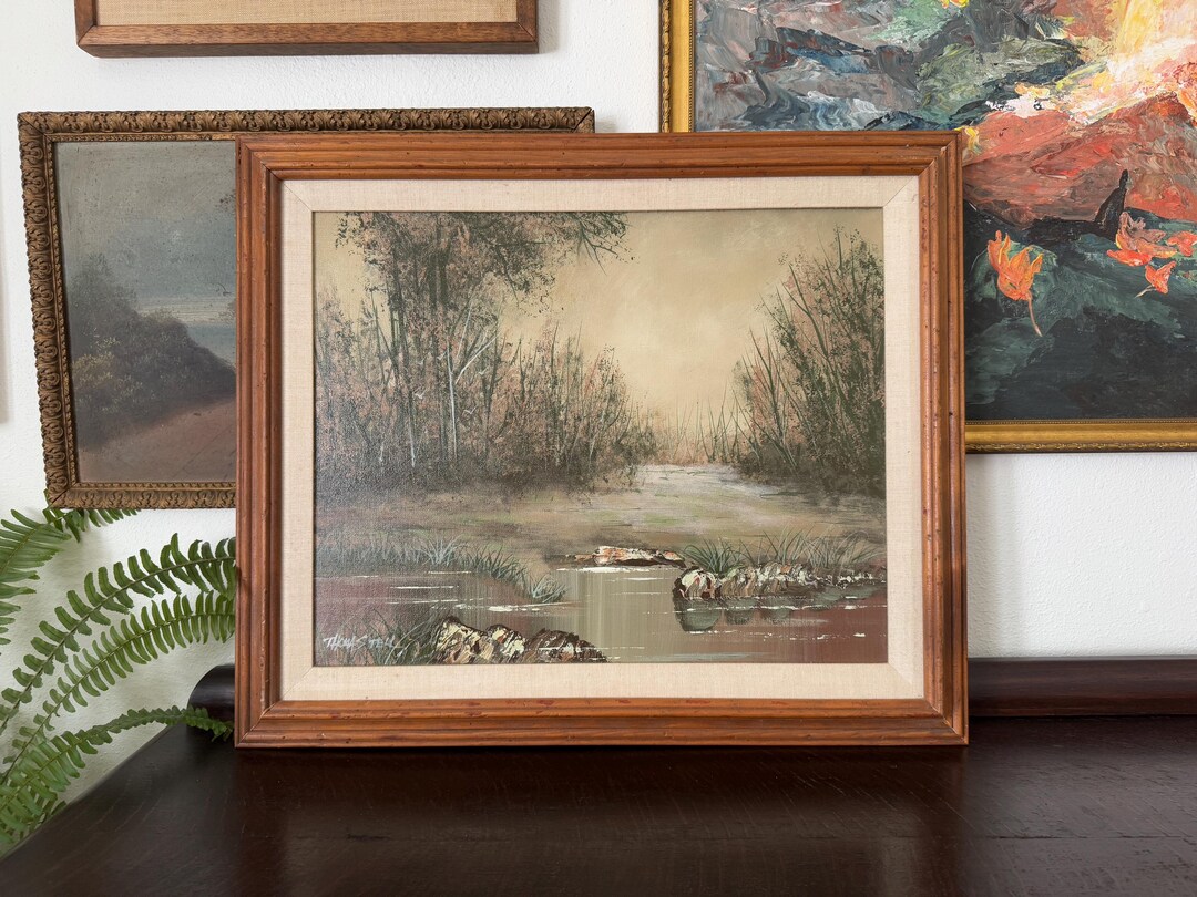 Vintage Mid-20th Century Thomas Pell Nature Landscape Oil Painting #2 ...