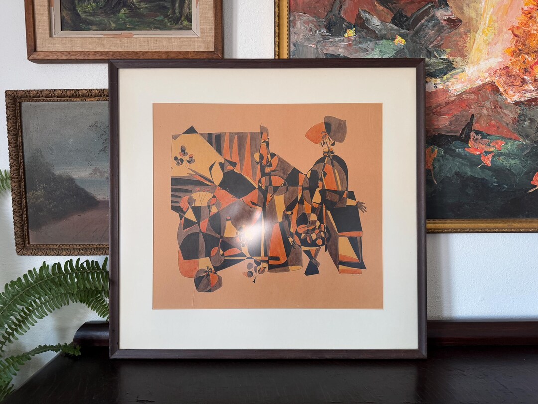 Vintage Cubist Watercolor Painting Vintage Cubism Painting Vintage ...