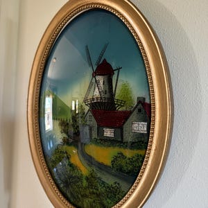 Antique summer in Holland Convex Reverse Glass Painting Antique Reverse ...
