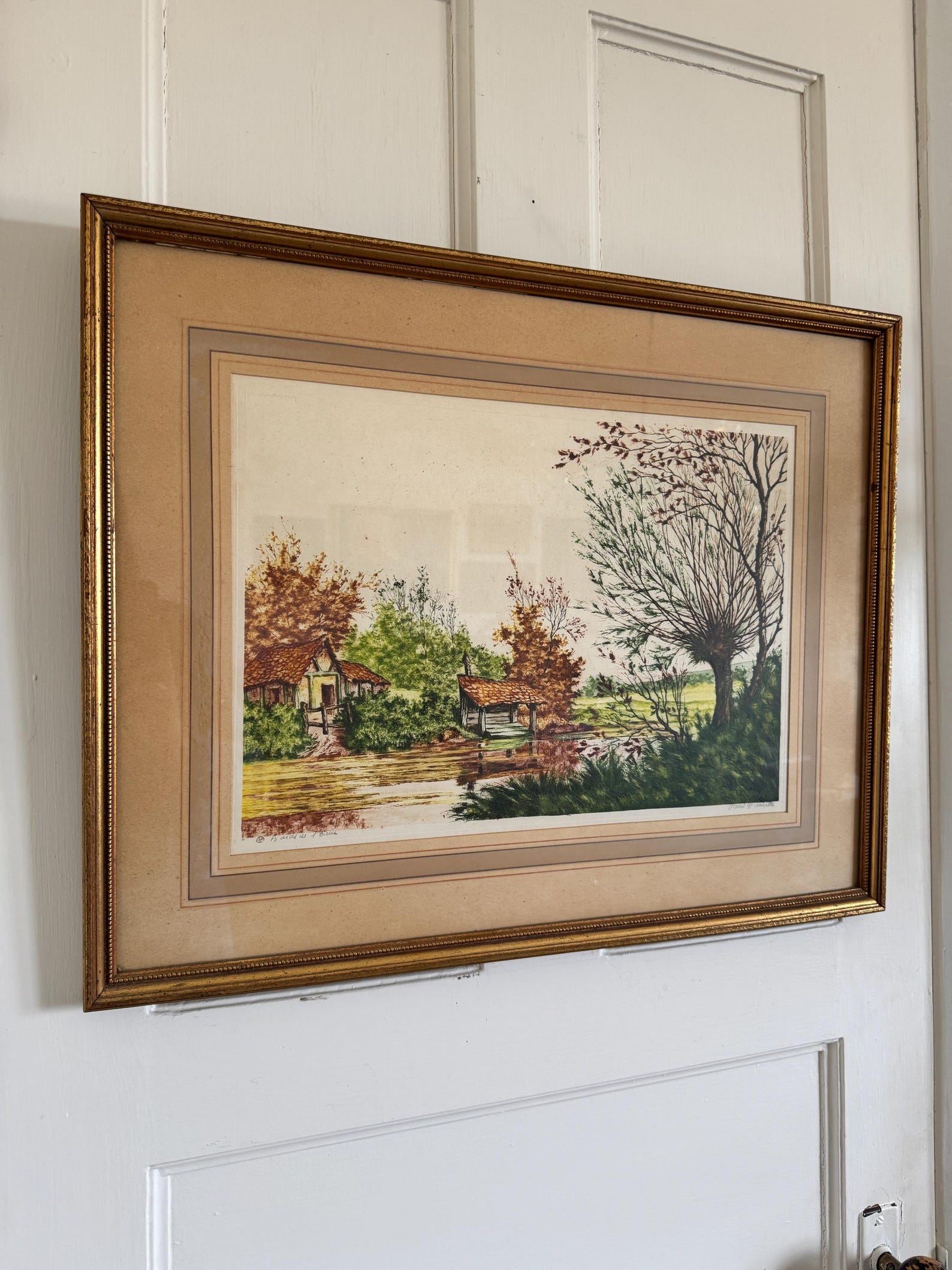 Vintage 1930s "banks of the Eure" Paul Granville Aquatint Etching ...