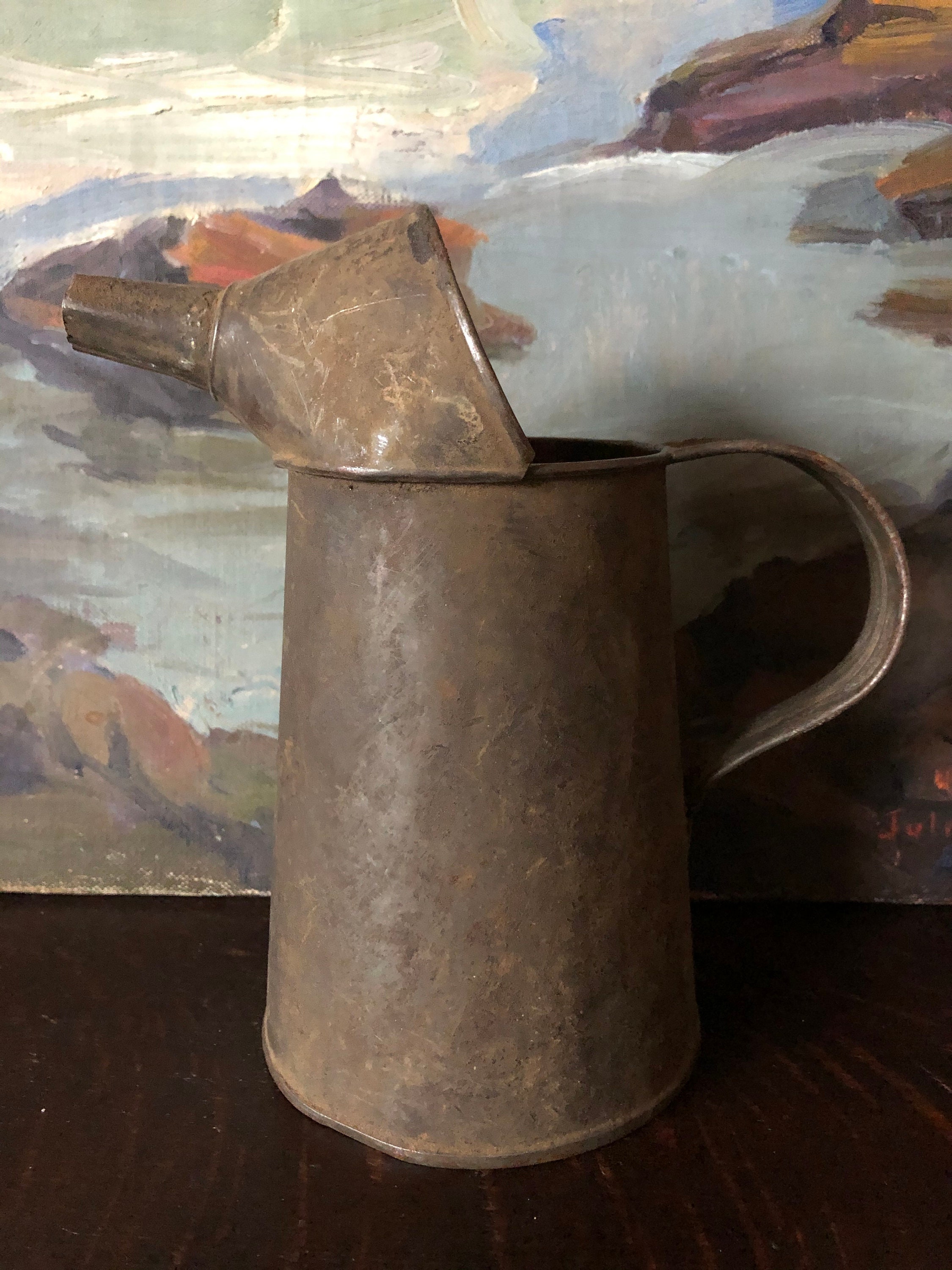 Vintage Metal Oil Can Pitcher Primitive Metal Oil Can Pitcher - Etsy