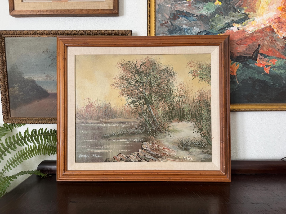Vintage Mid-20th Century Thomas Pell Landscape Oil Painting #1 Vintage ...