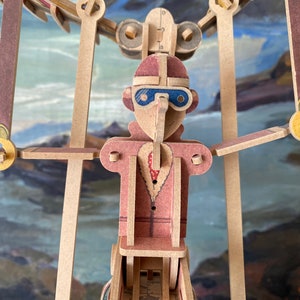 Flying Man Automata Mechanical Flying Man Sculpture Hand Crank Wood ...