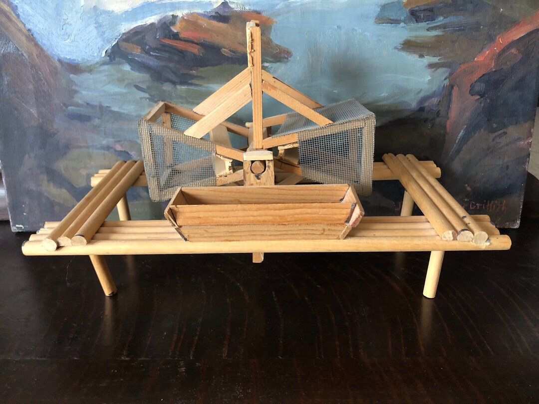 Vintage Folk Art Water Wheel Model Vintage Primitive Wooden Water Wheel ...