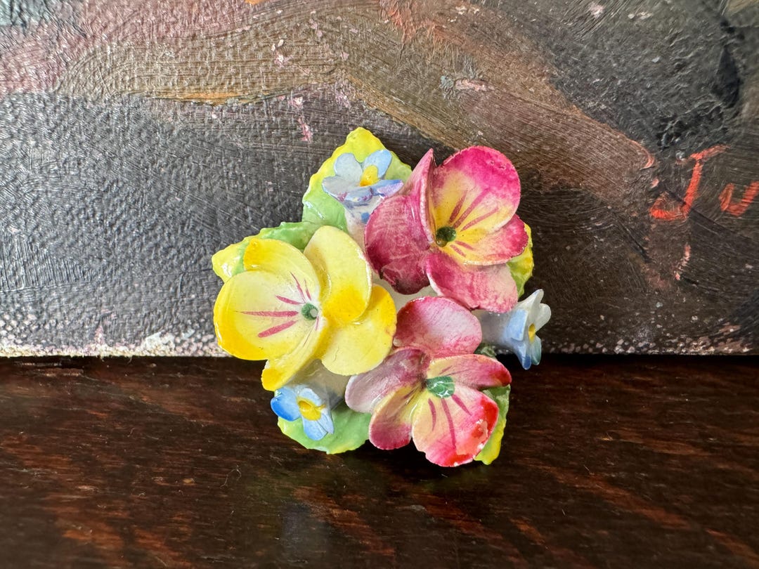 Vintage Artone English Bone China Pansy Brooch Vintage Bone China Pin ...