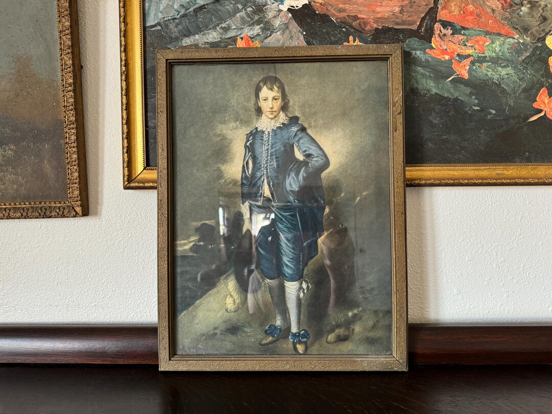 Antique the Blue Boy by Sir Thomas Gainsborough Framed Lithograph ...