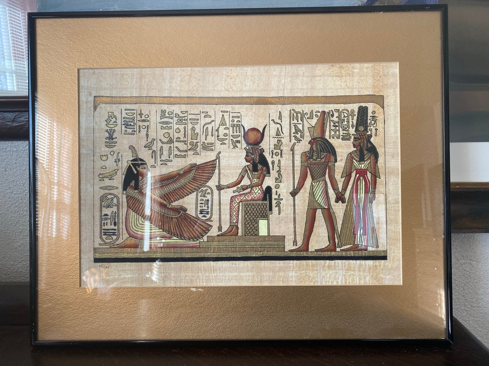 Vintage Framed Original Egyptian Papyrus Painting Vintage Egyptian ...