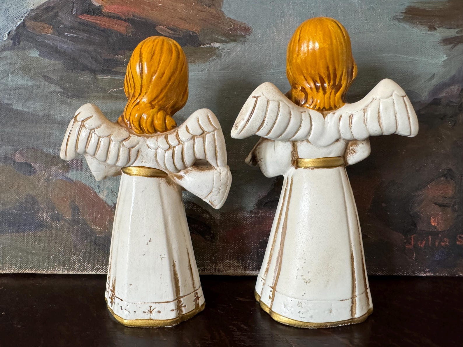 Vintage Plaster Angel Musicians, 1960s Christmas Decor, Set of 2 - Etsy