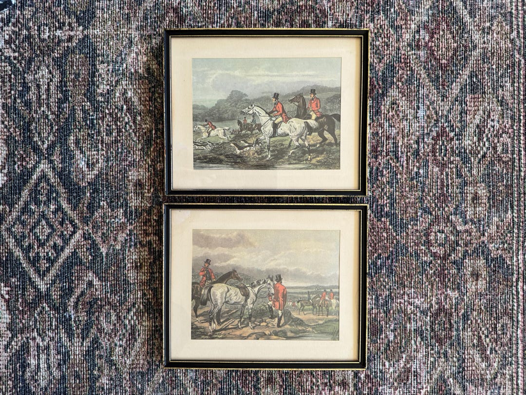 2 Vintage John Frederick Herring, Sr. English Fox Hunt Lithographs Vintage J.F. Herring "the ...
