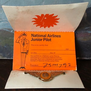 Vintage 1960s Metal National Airlines Junior Pilot Pin on Card Vintage ...