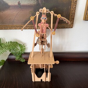 Flying Man Automata Mechanical Flying Man Sculpture Hand Crank Wood ...