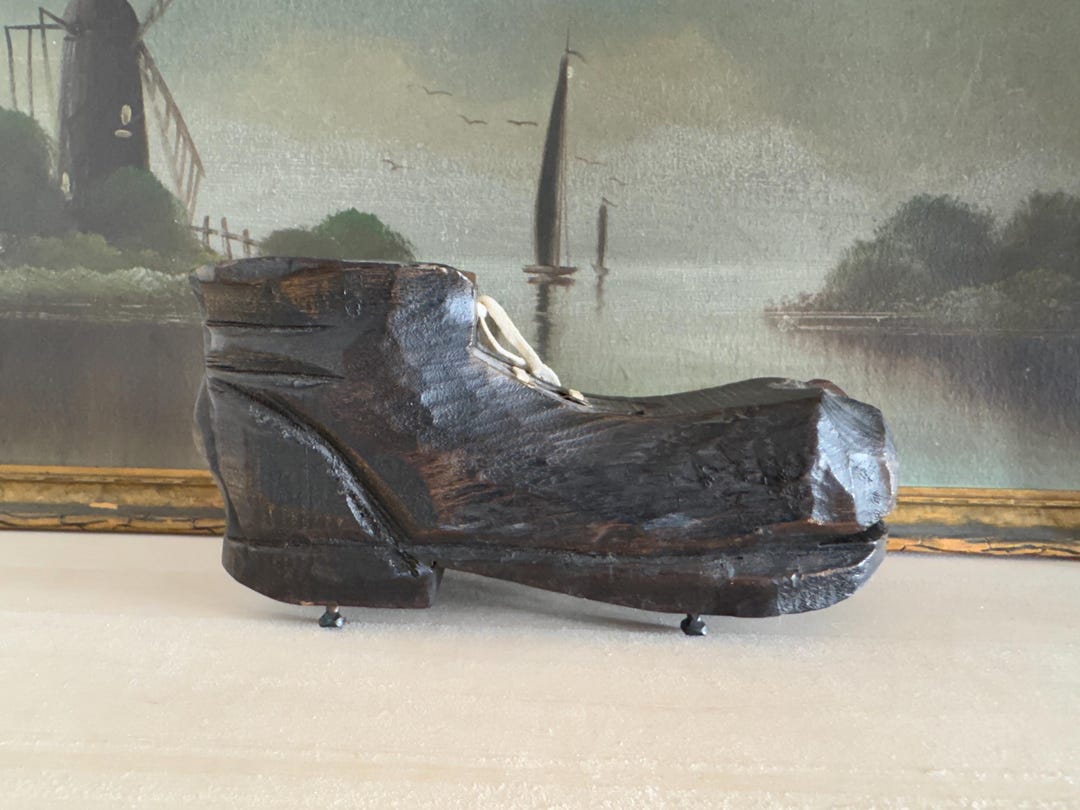 Vintage Good Luck Shoe Vintage German Black Forest Hand-carved Wooden ...