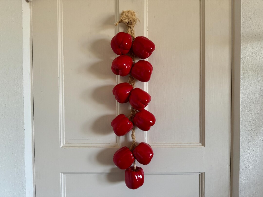 Vintage Bell Pepper Handmade Ristra Vintage Red Bell Pepper Ristra ...