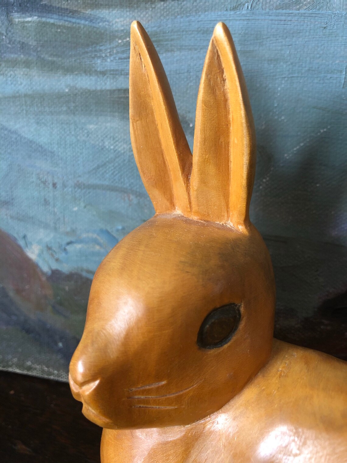 Vintage Hand Carved Wood Rabbit Vintage Wooden Rabbit Figurine | Etsy