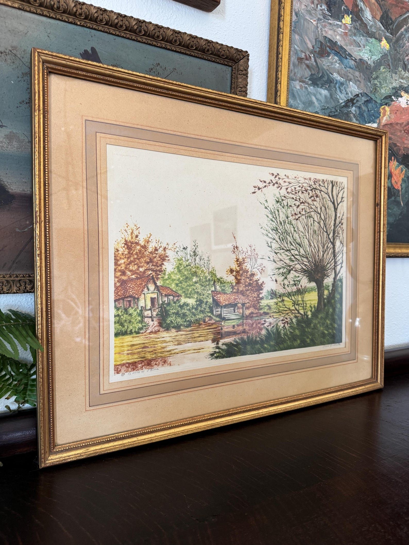 Vintage 1930s "banks of the Eure" Paul Granville Aquatint Etching ...