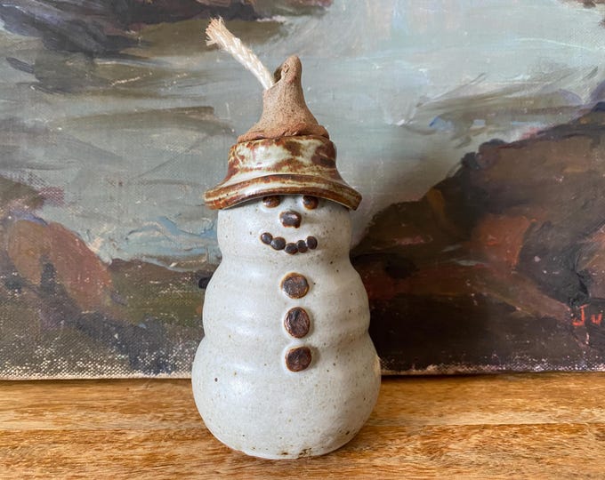 Vintage Signed Pottery Christmas Snowman Candle Holder Vintage Pottery ...