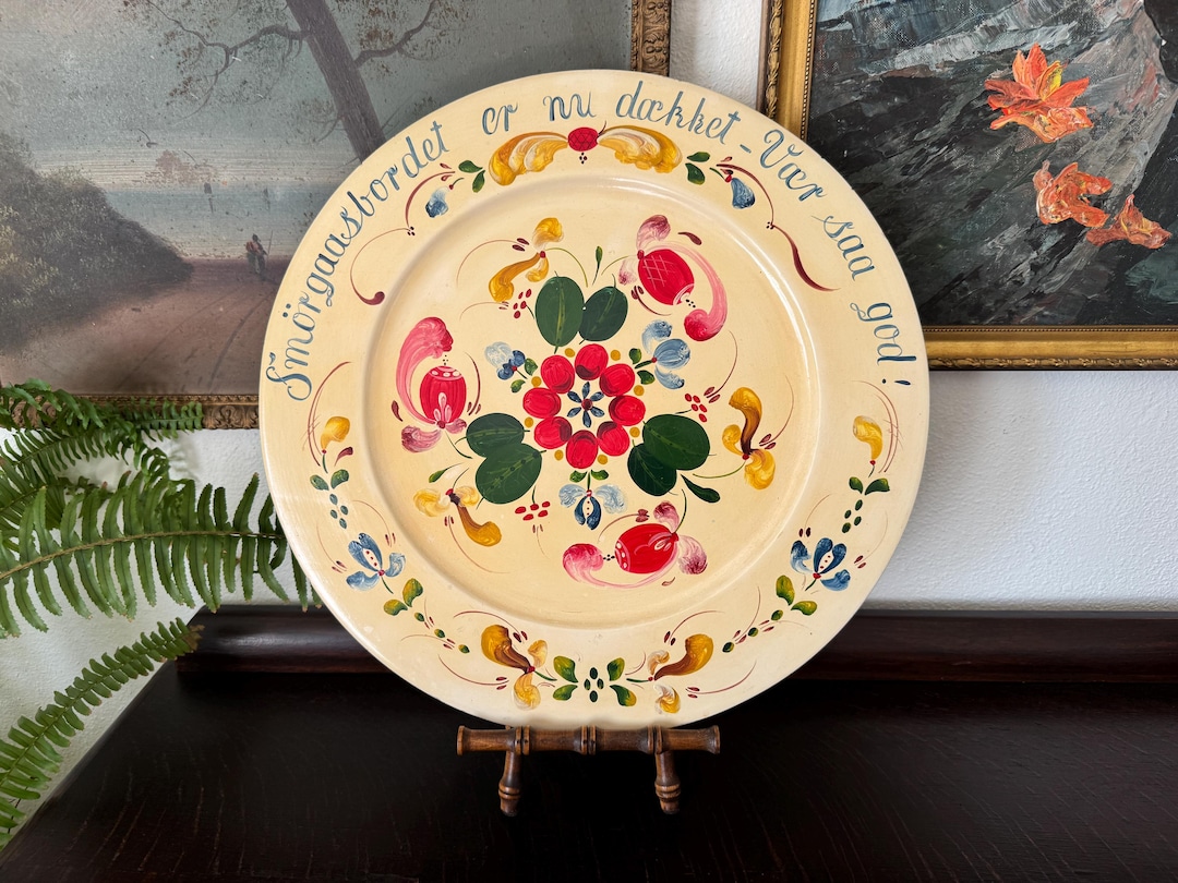 Vintage per Lysne Daughter-in-law Louise Lysne 16" Smorgabord Rosemaled ...