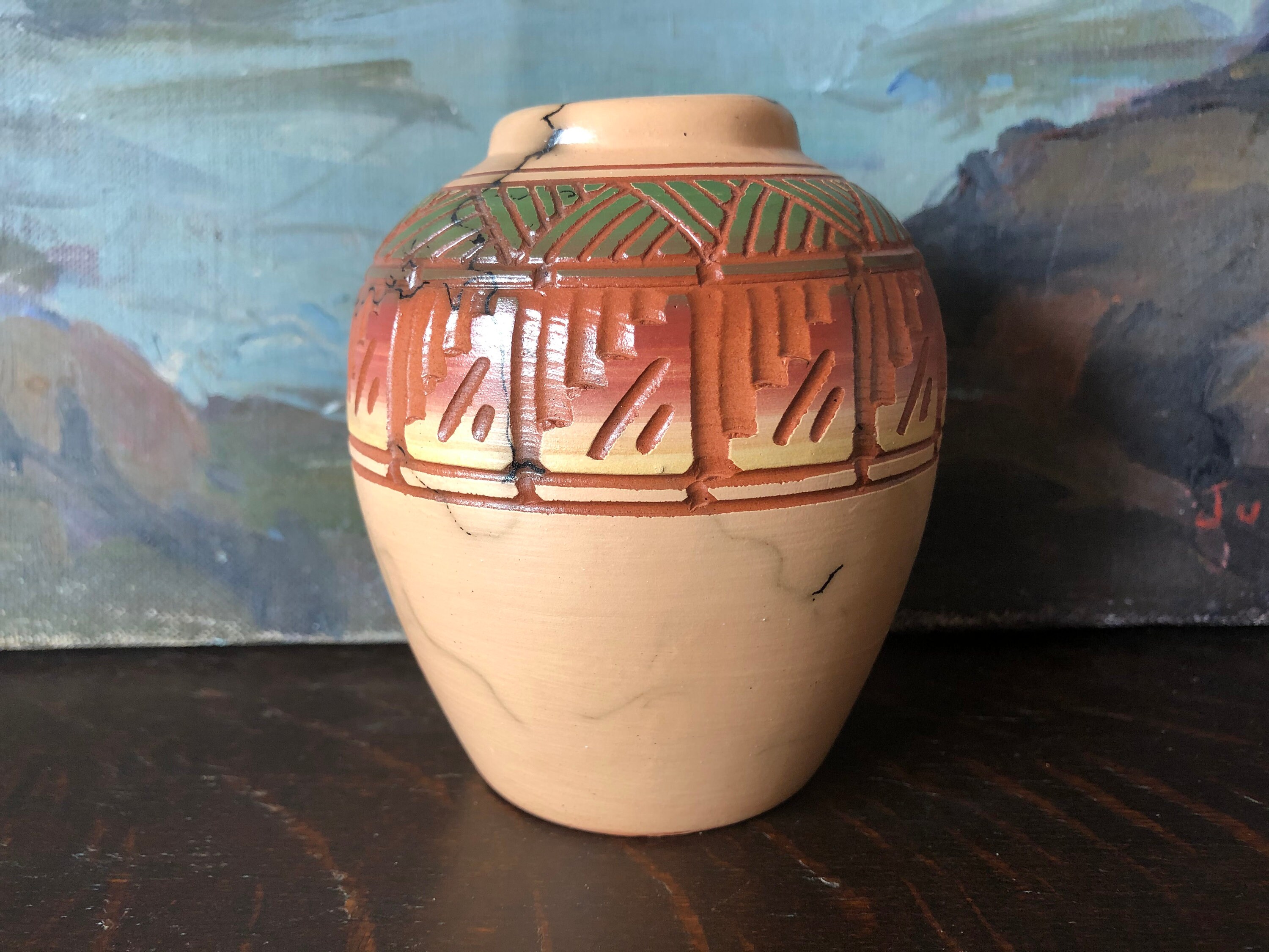 Vintage Navajo Horse Hair Etched Southwest Pottery Vase - Etsy