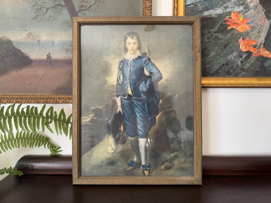 Antique "the Blue Boy" by Sir Thomas Gainsborough Framed Lithograph ...