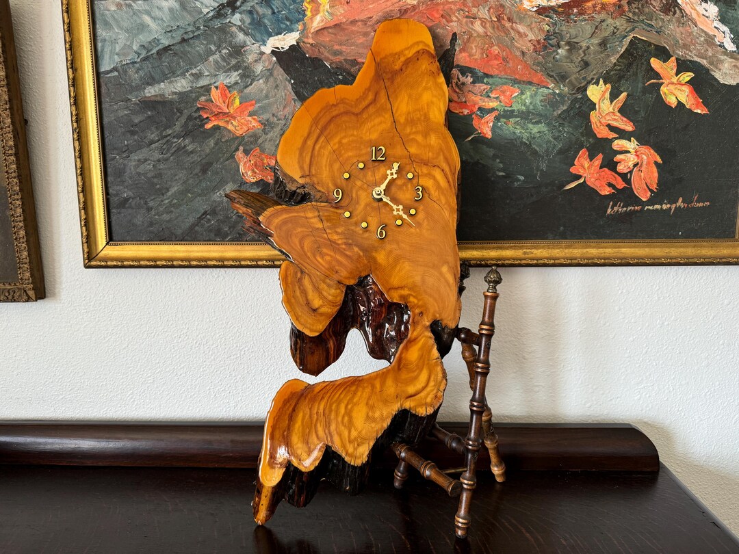 Vintage Large Red Cedar Wall Clock Vintage Modernist Wooden Red Cedar ...