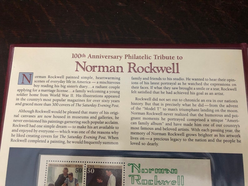Vintage Commemorative Norman Rockwell Stamps Vintage 100th - Etsy