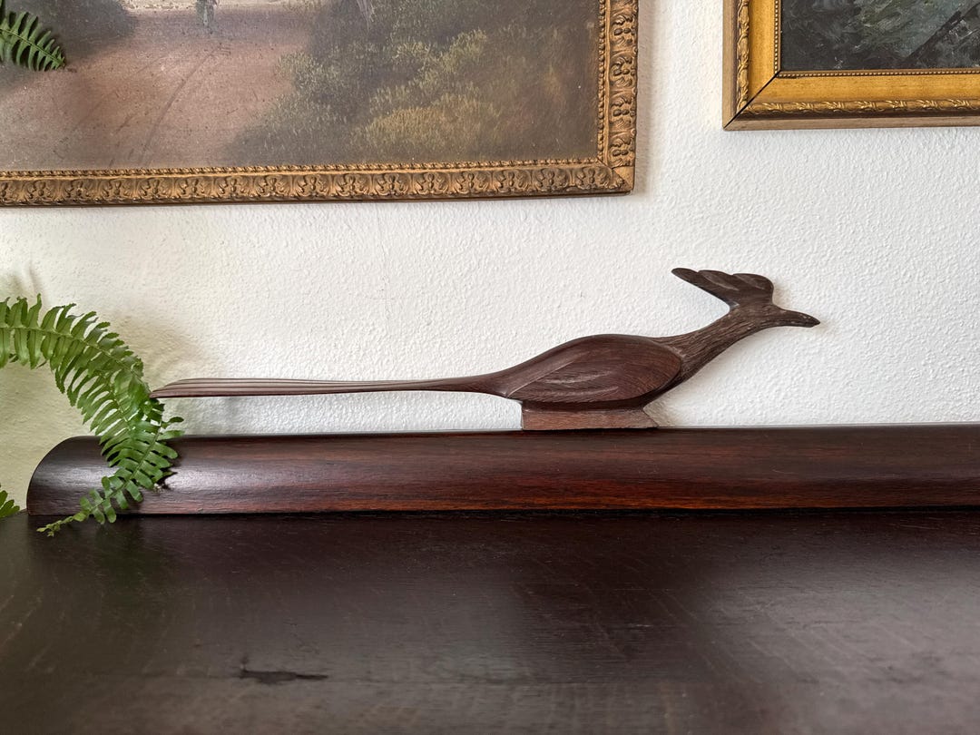 Vintage 17" Carved Wood Roadrunner Vintage Mexican Folk Art Vintage ...