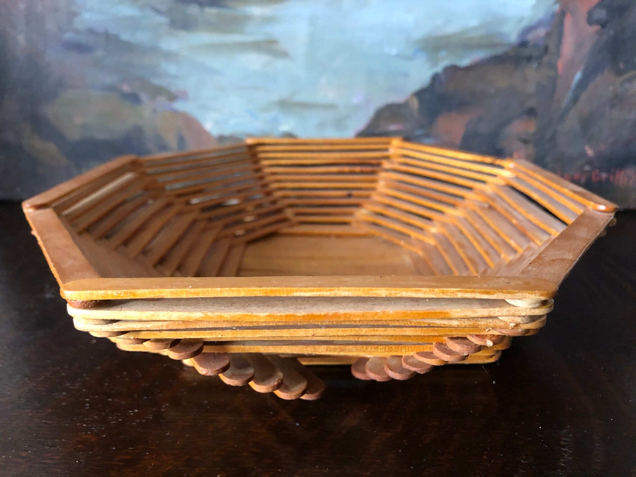 Vintage Tramp Art Popsicle Stick Fruit Basket Vintage Tramp | Etsy