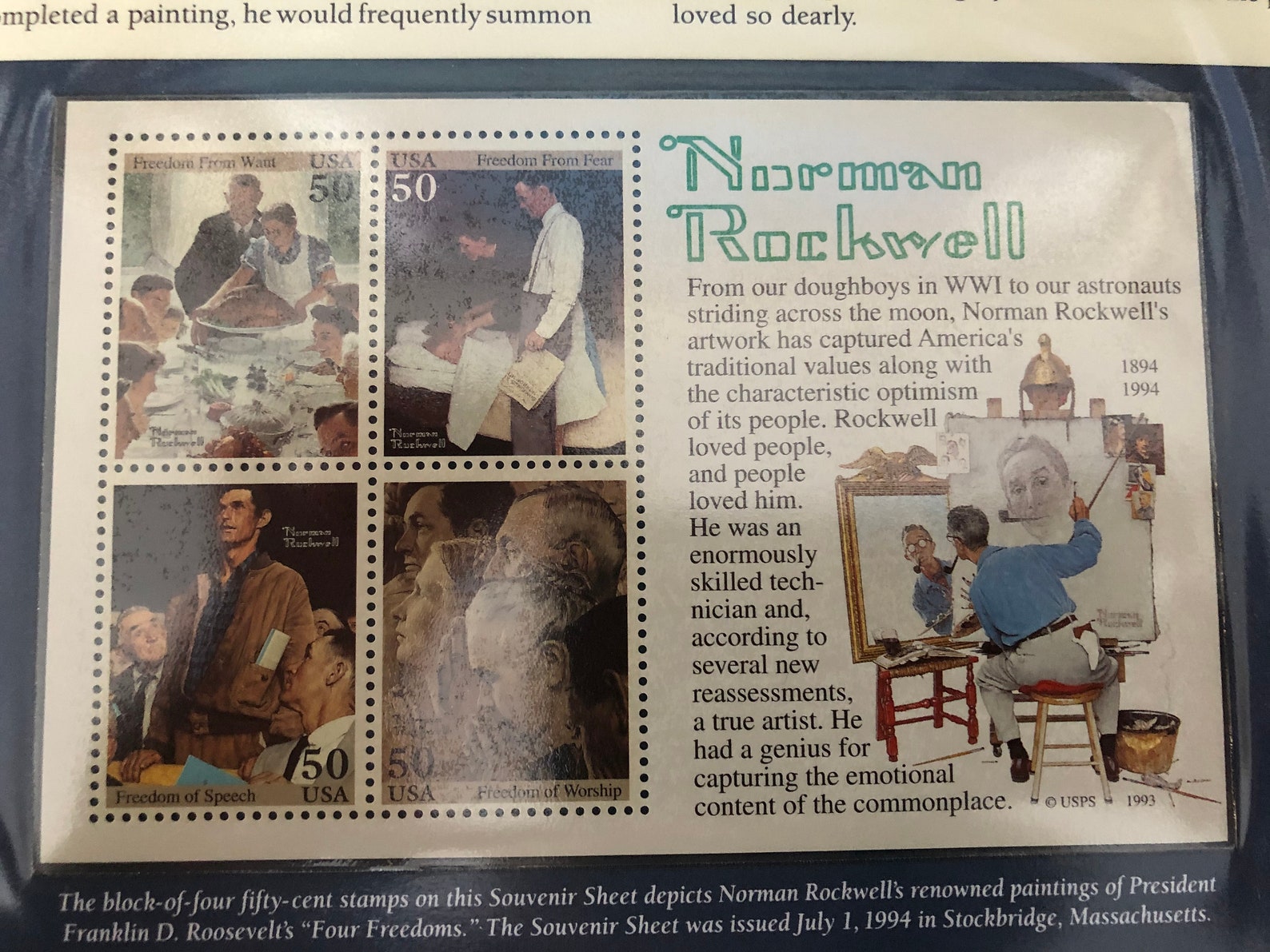 Vintage Commemorative Norman Rockwell Stamps Vintage 100th - Etsy
