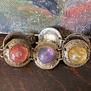 Vintage 1960s Cabochon Etruscan Revival Statement Link Bracelet Vintage ...