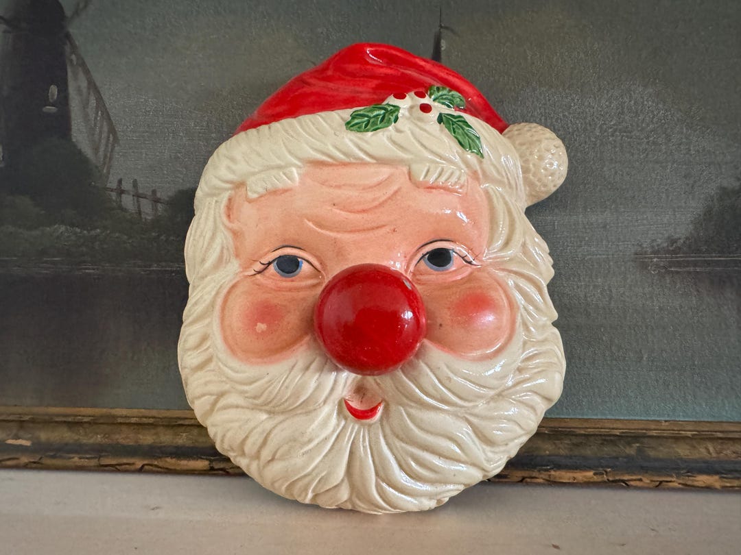 Vintage Musical Santa Head Wall Hanging Vintage Singing Santa Vintage ...
