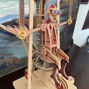 Flying Man Automata Mechanical Flying Man Sculpture Hand Crank Wood ...