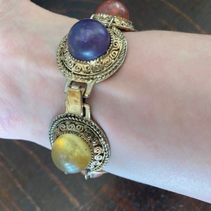 Vintage 1960s Cabochon Etruscan Revival Statement Link Bracelet Vintage ...