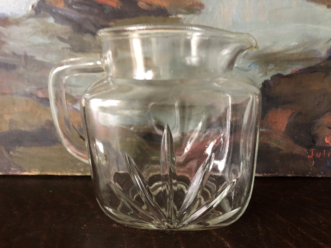 Vintage 1950s Sunburst Glass Pitcher Vintage Orange Juice Pitcher ...