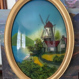 Antique summer in Holland Convex Reverse Glass Painting Antique Reverse ...