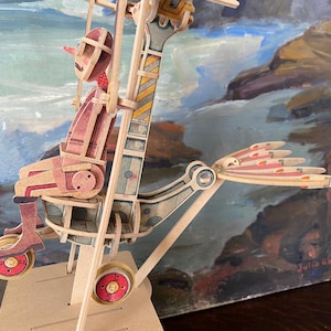 Flying Man Automata Mechanical Flying Man Sculpture Hand Crank Wood ...