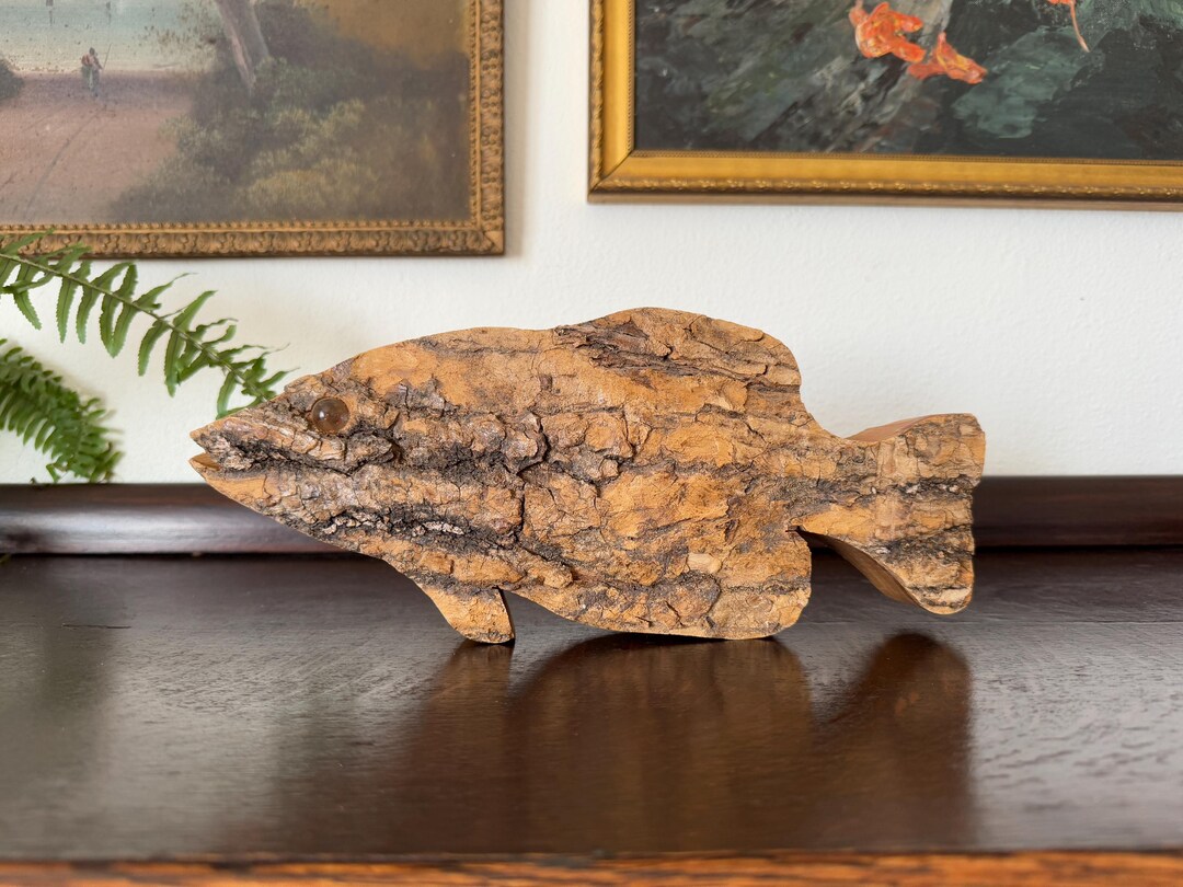 Vintage Wood Fish Sculpture Vintage Raw Edge Folk Art Fish Carving ...