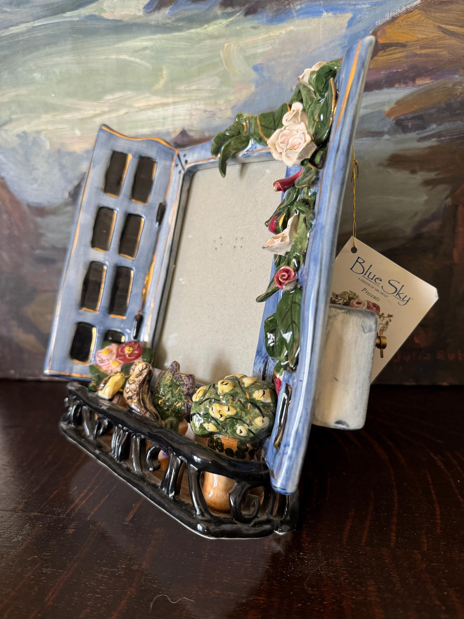 Vintage Blue Sky Clayworks by Heather Goldminc Majolica Balcony Window ...