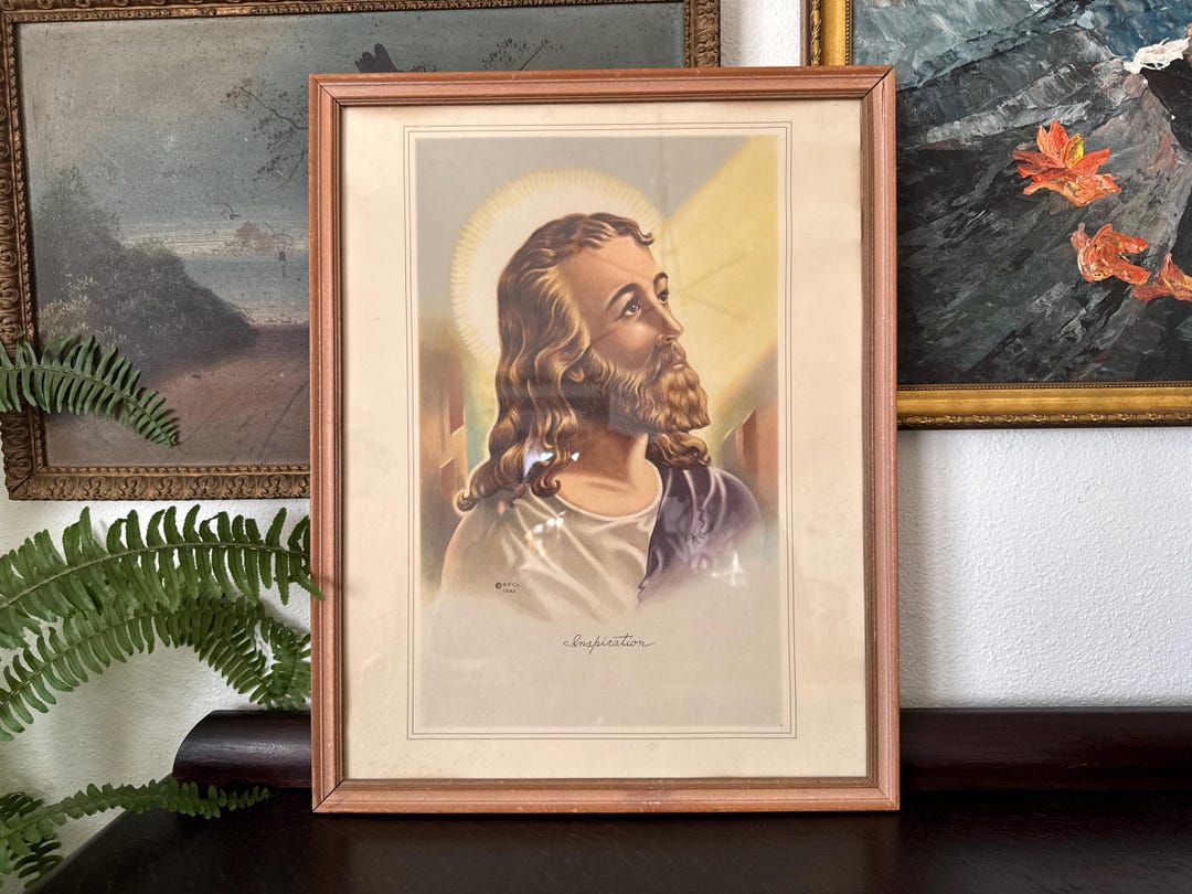 Vintage Jesus "inspiration" Portrait Lithograph Vintage Jesus Portrait ...