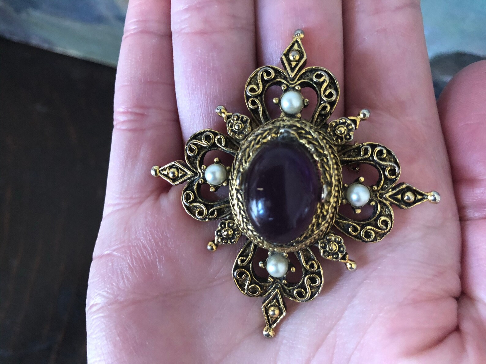 Vintage Art Deco Victorian Style Filigree Brooch Vintage Art | Etsy