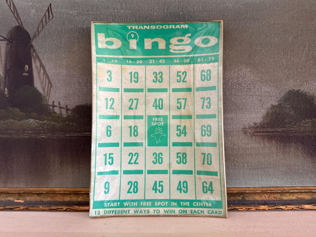 Vintage Glass Bingo Card Dish Vintage Transogram Bingo Card Glass Dish ...