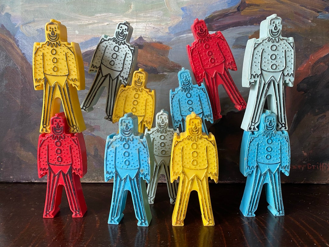 Vintage Strombecker Bill Ding Stacking Clowns Vintage Set of 11 Bill ...