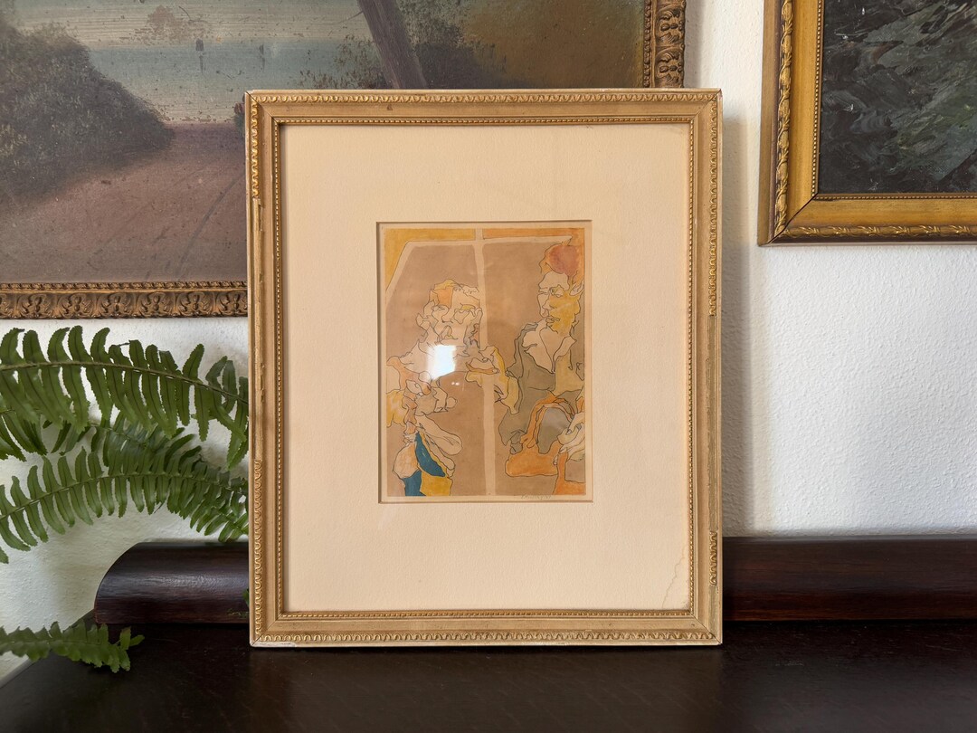 Mid-20th Century Abstract Expressionist Watercolor and Graphite ...