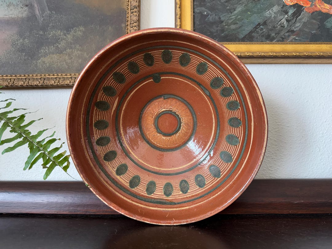 Antique Clay Pottery Antique Redware Slipware Pottery Bowl Antique ...