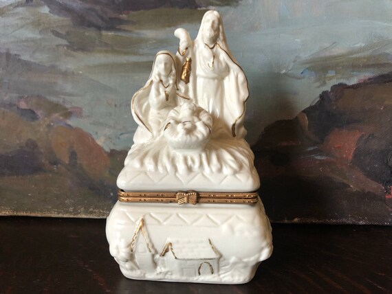 Vintage Porcelain Nativity Limoges Style Box Vintage Hand - Etsy