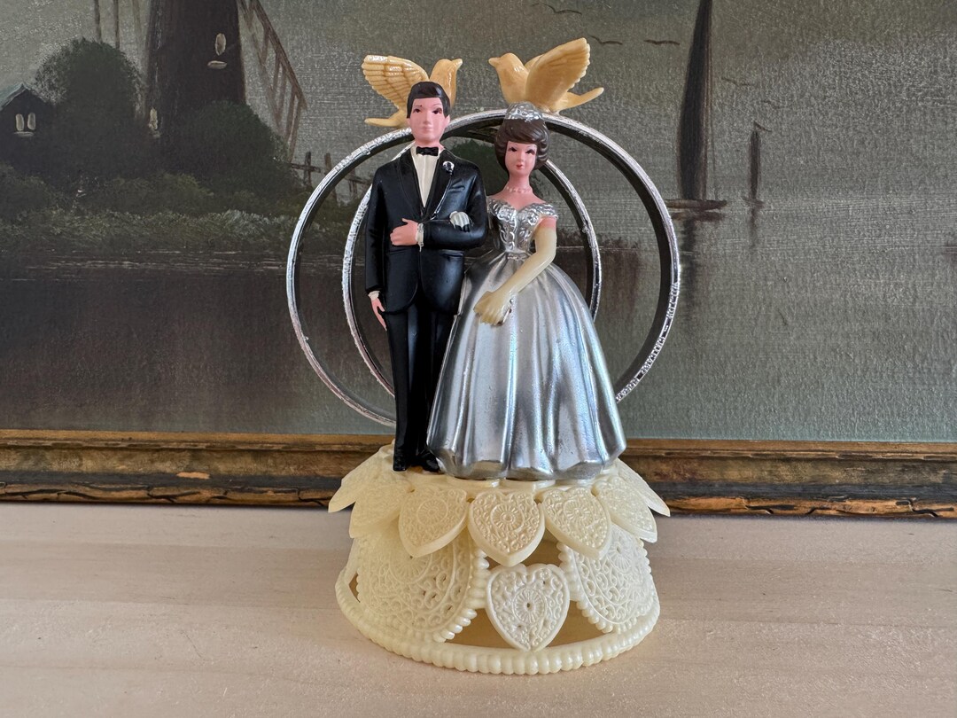 Vintage Silver Wedding Cake Topper Vintage Silver Anniversary Cake ...