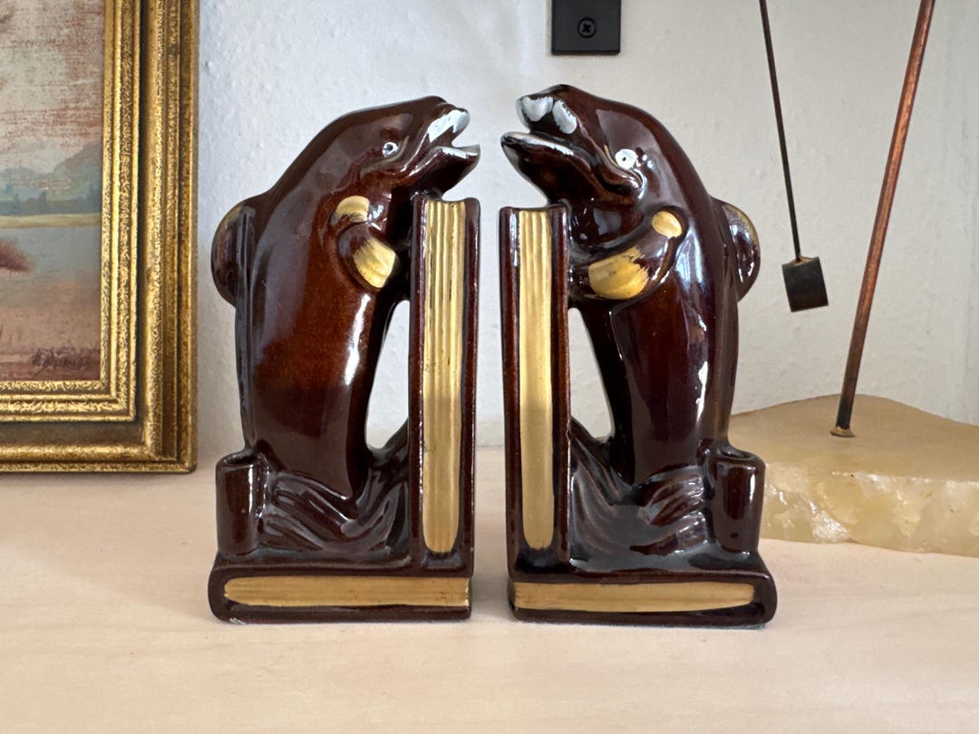 Vintage Whale Bookends Desk Set Vintage Florida Whale Bookends Vintage ...