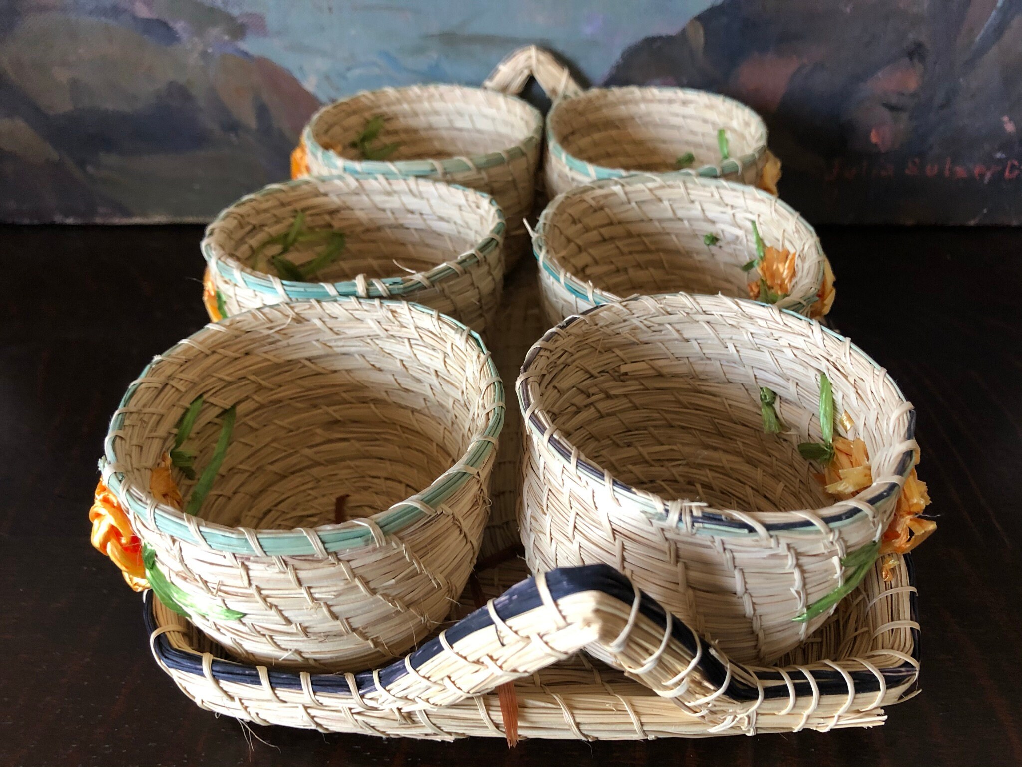 Vintage Coil Basket Tray Vintage Sweetgrass Serving Tray | Etsy