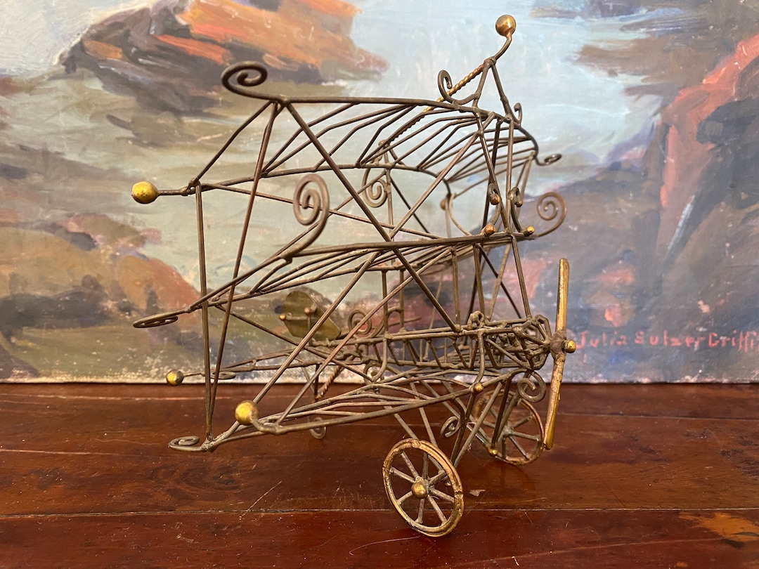 Vintage Brutalist Wire Art Triplane Sculpture Vintage Original ...