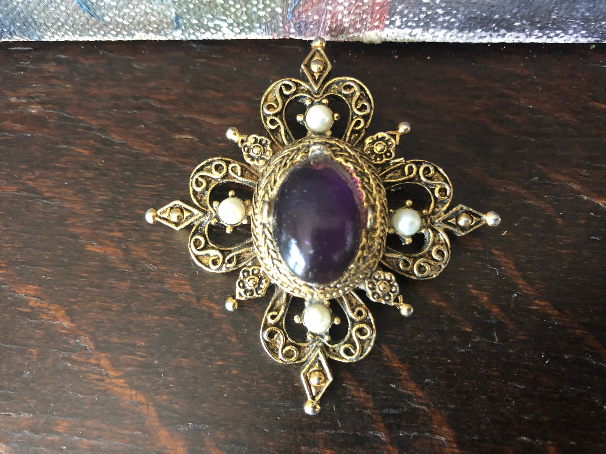 Vintage Art Deco Victorian Style Filigree Brooch Vintage Art | Etsy