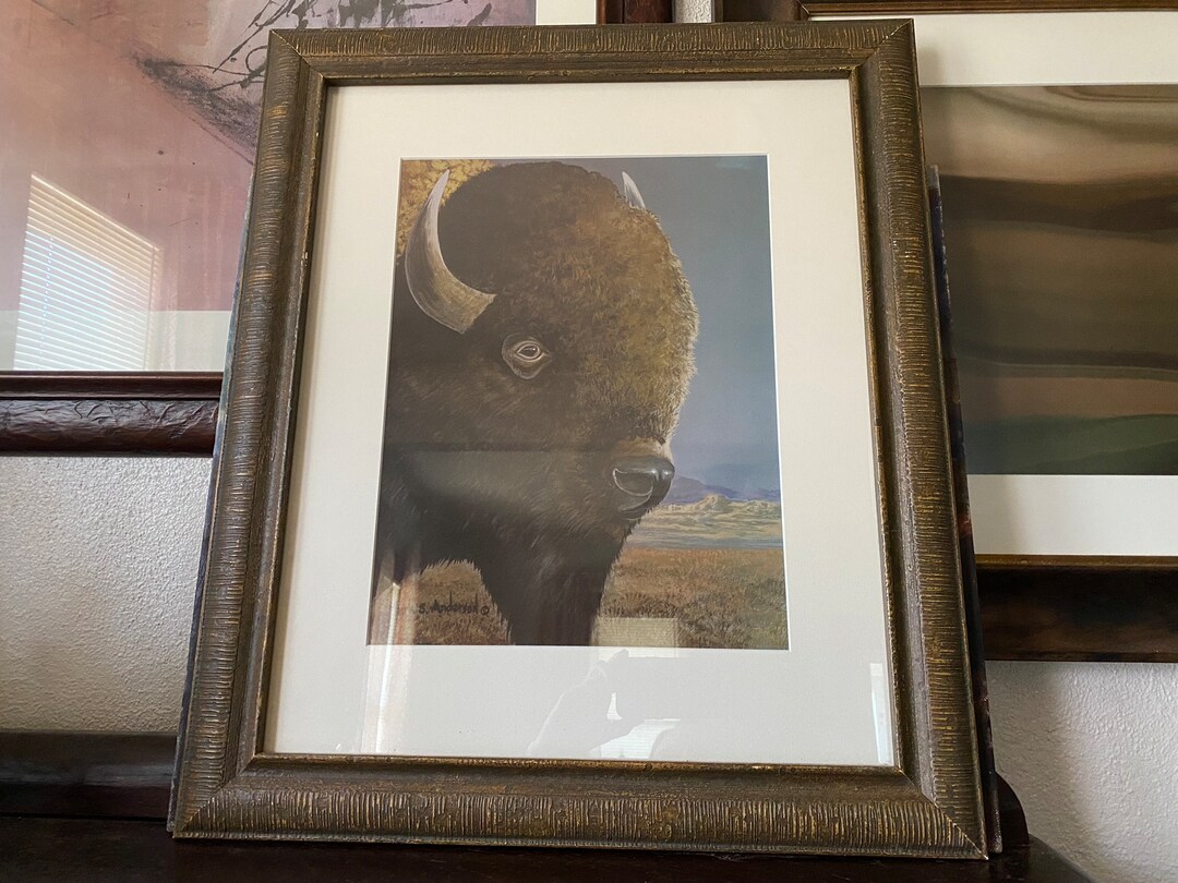 Vintage Framed Tatanka Print Vintage Framed Buffalo Head Art Vintage ...